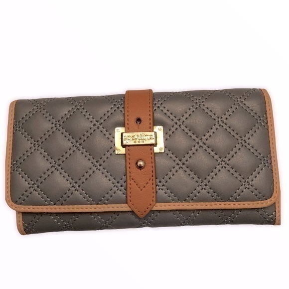 Spartina 449 | Bags | Spartina 449 Quilted Checkbook Wallet Blue Brown ...